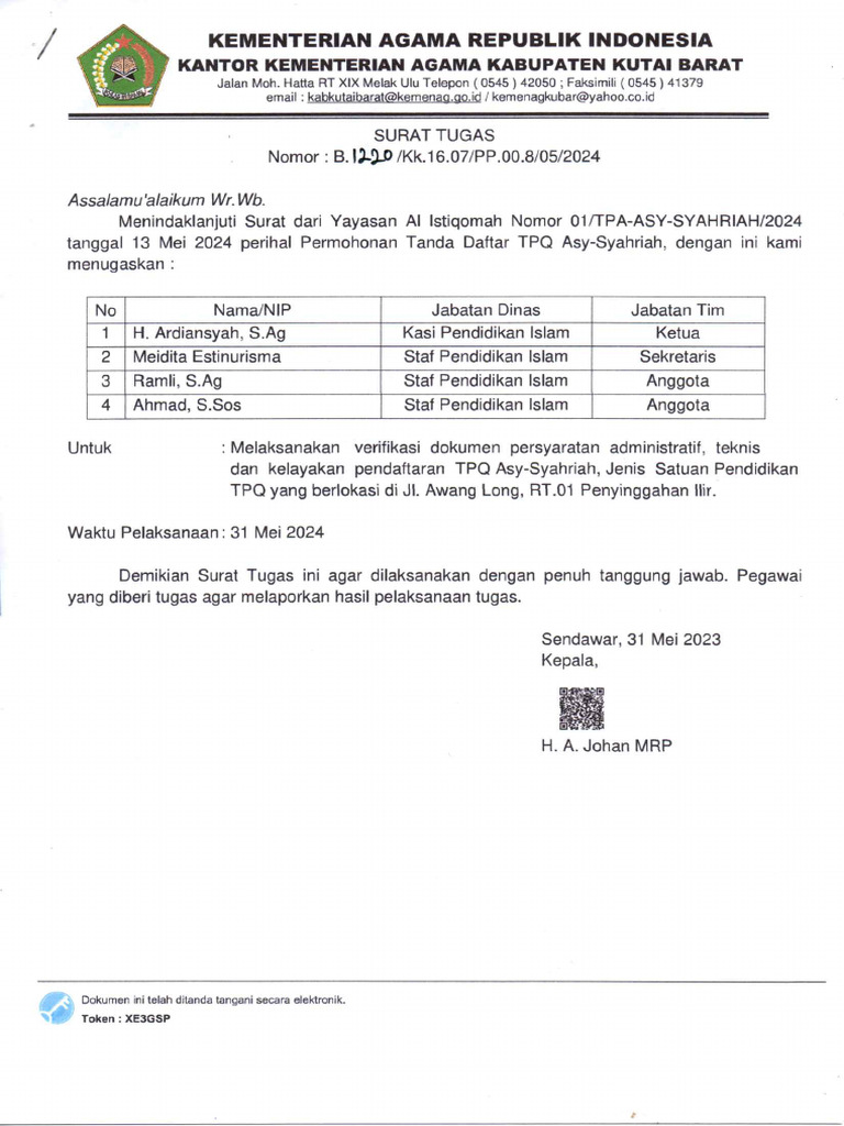 Poin c Laporan verif dokumen TPQ | PDF