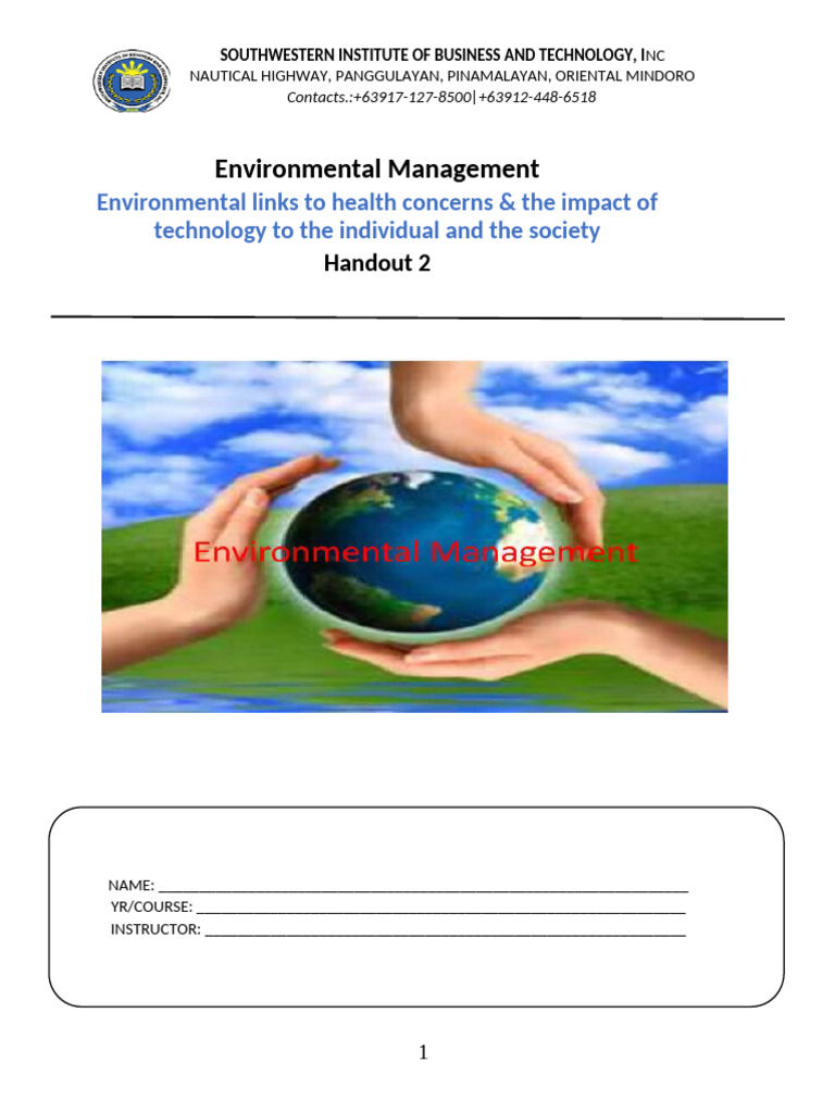 Environmental Management (PAELEC 2) - Handout 2 | PDF | Social Science