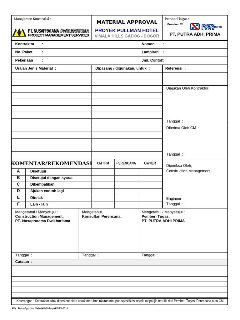 Form - Approval Material | PDF