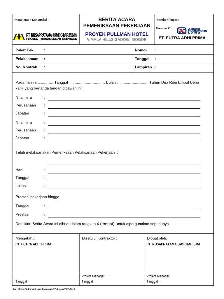 Form - Ba Pemeriksaan Pekerjaan | PDF