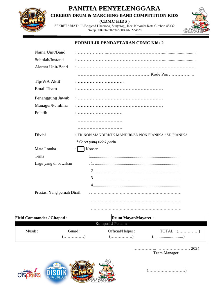 Formulir Pendaftaran CDMC KIDS 2 | PDF