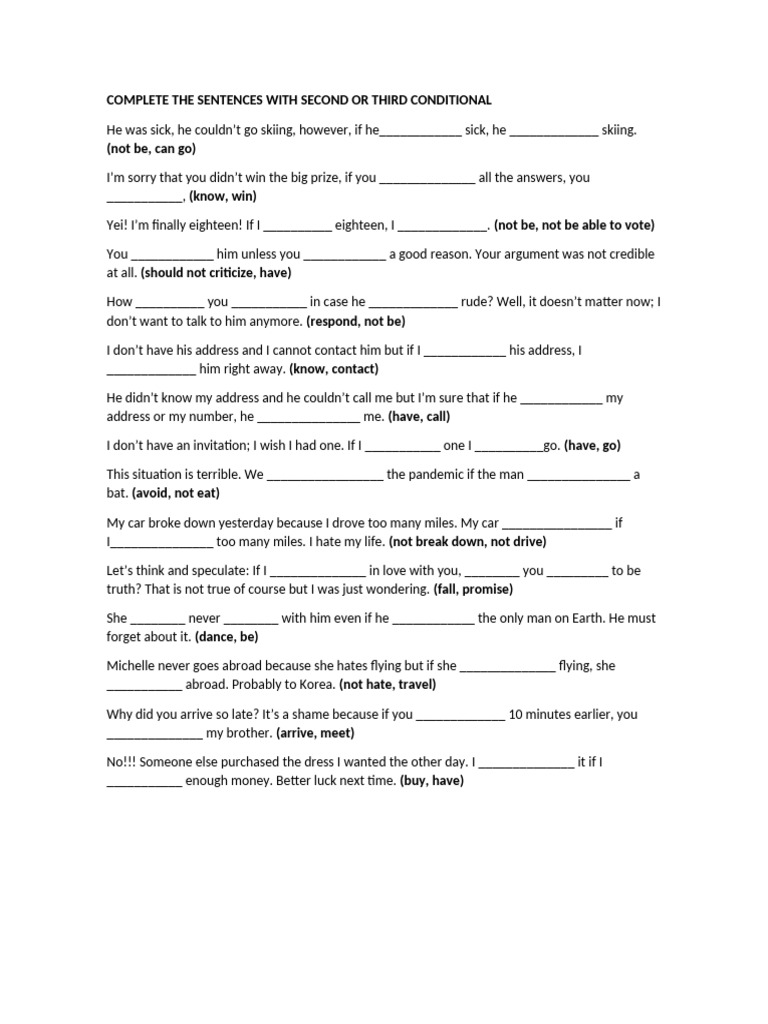 Conditionals (Second and Third) | PDF