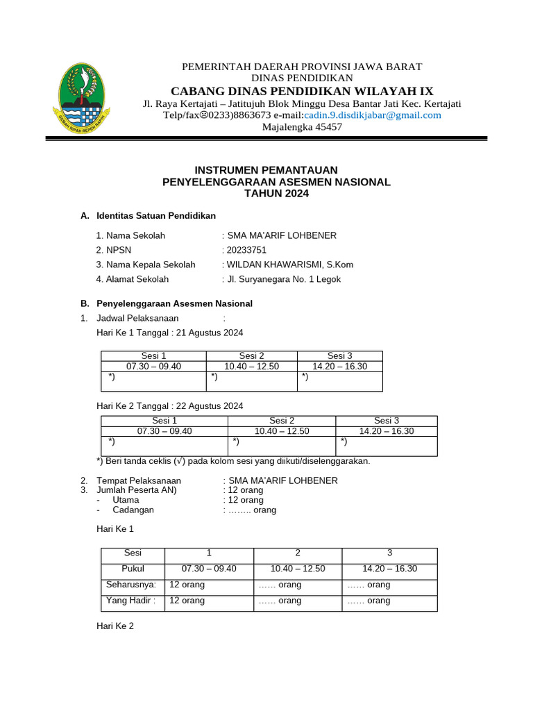 Fix - INSTRUMEN ASESMEN NASIONAL - 2024 | PDF