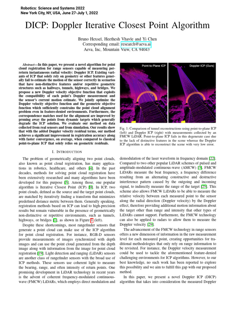 DICP: Doppler Iterative Closest Point Algorithm | PDF