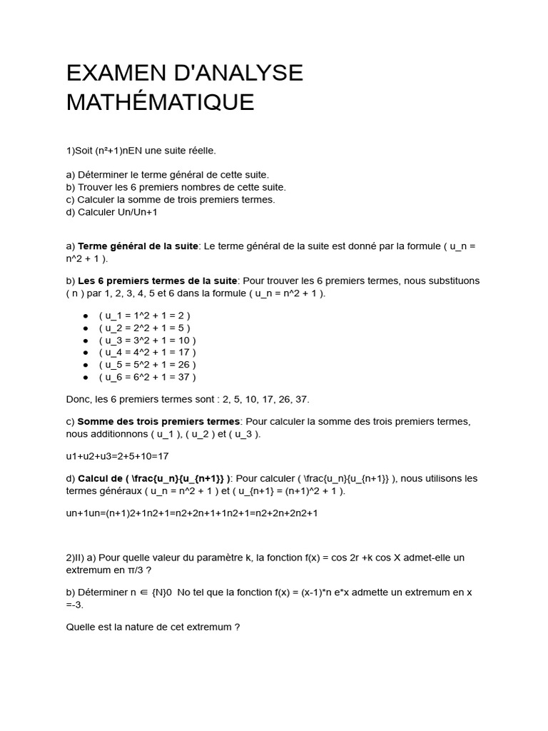 Examen D'analyse Mathématique | PDF