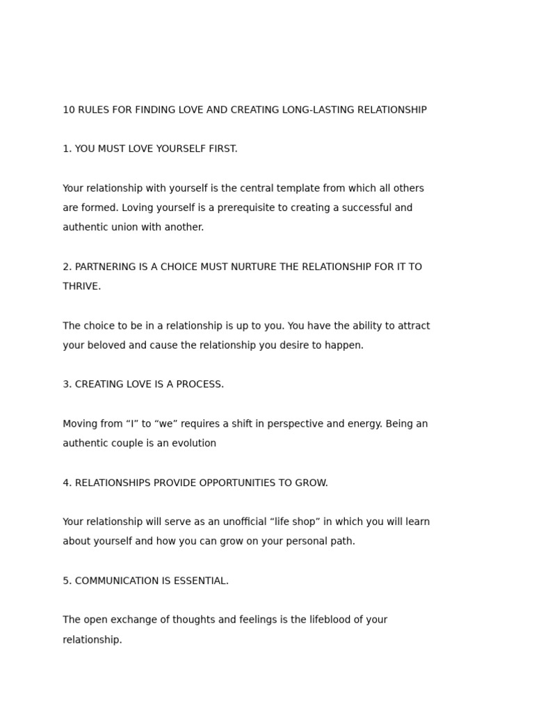 10 Rules For Finding Love and Creating Long | PDF