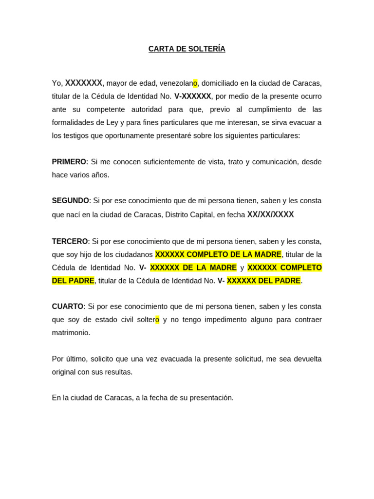 Carta de Solteria | PDF