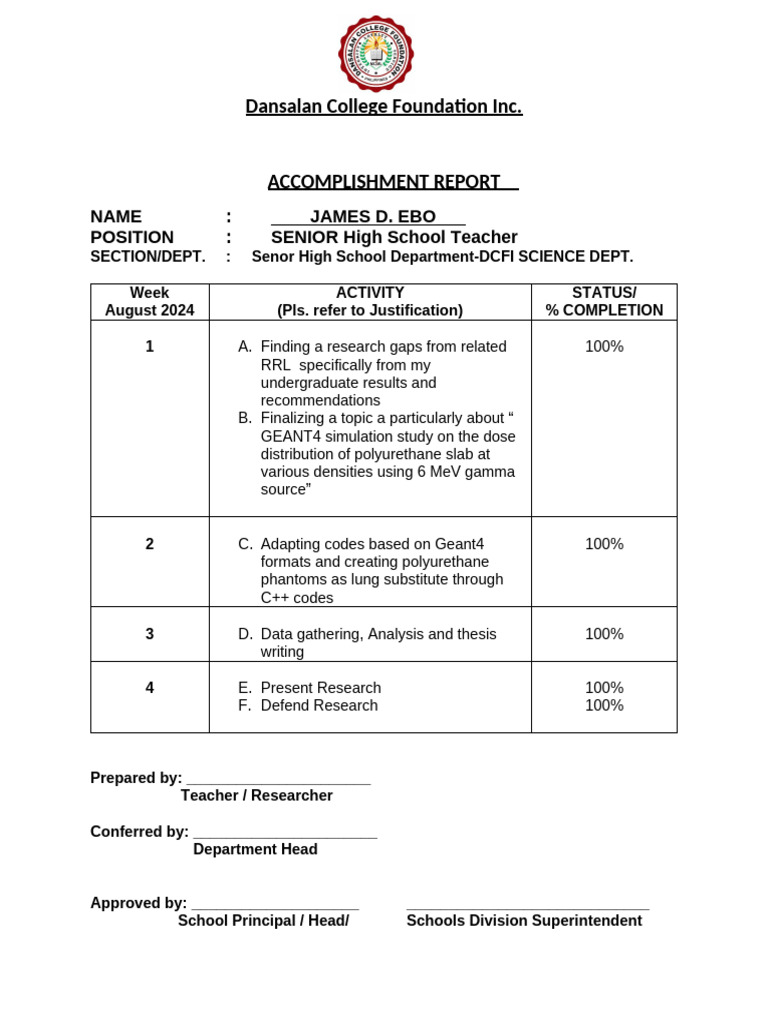 DCFI EBO LGU Accomplishment Report | PDF