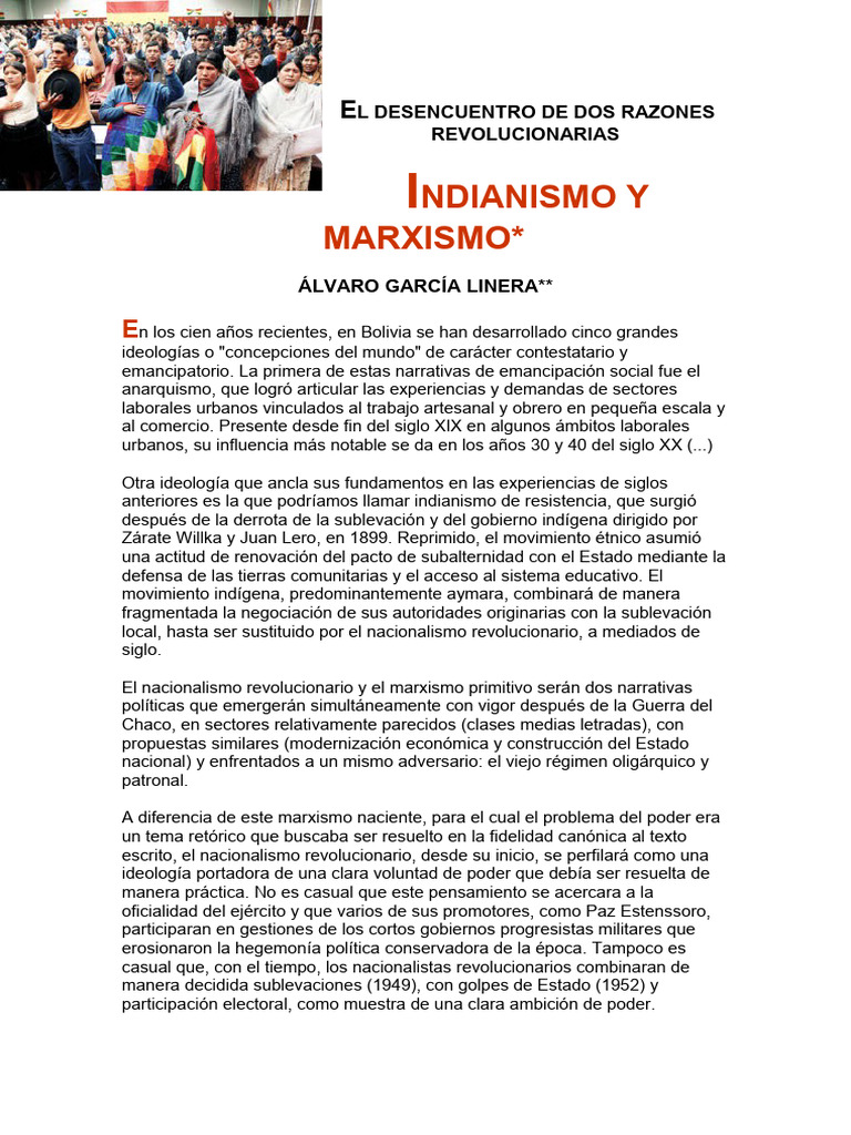 Álvaro García Linera - Indianismo e Marxismo | PDF