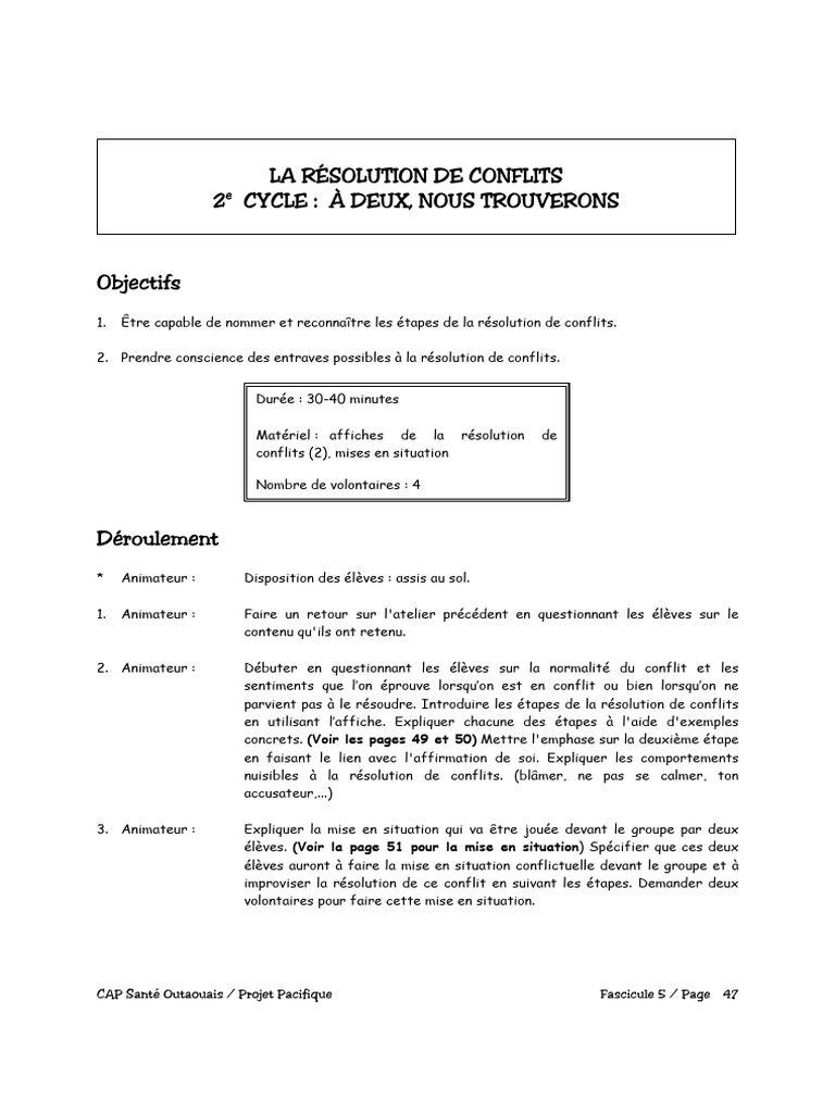 Ateliers Resolution Conflits 0 | PDF
