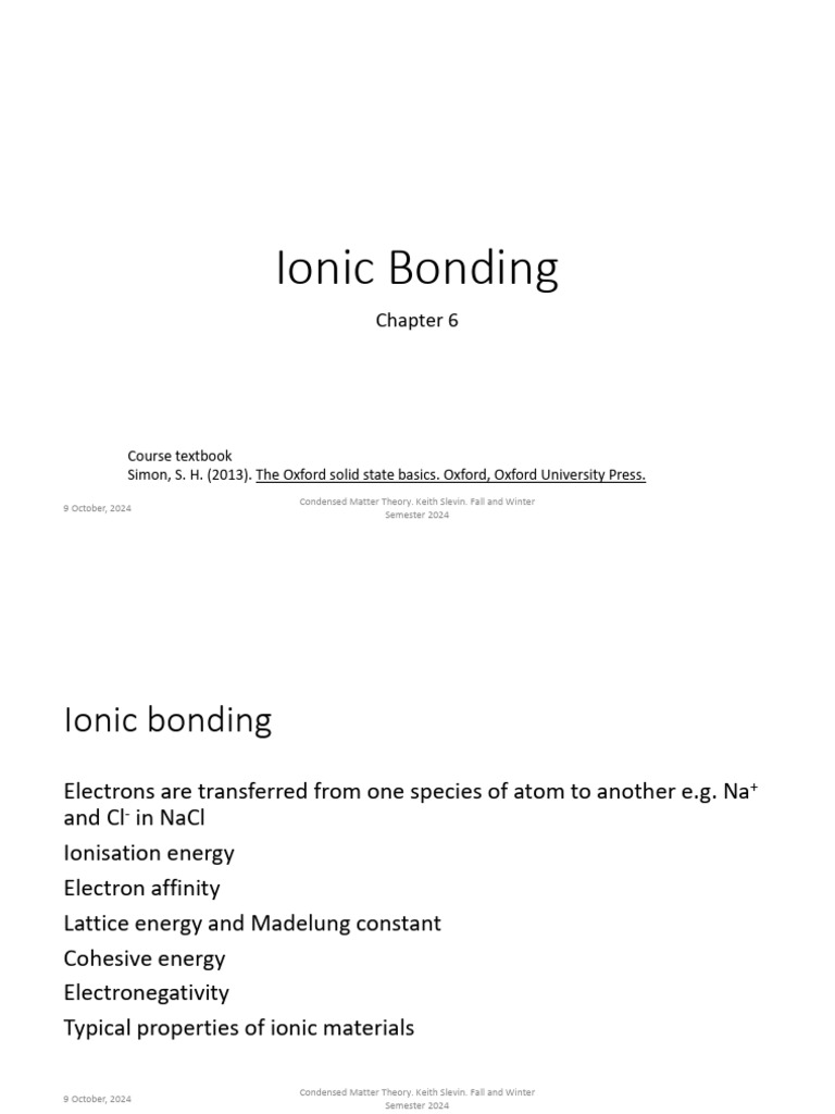 3b-Ionic Bonding | PDF