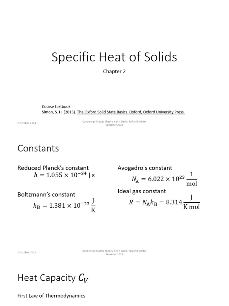 1-Specific Heat of Solids | PDF