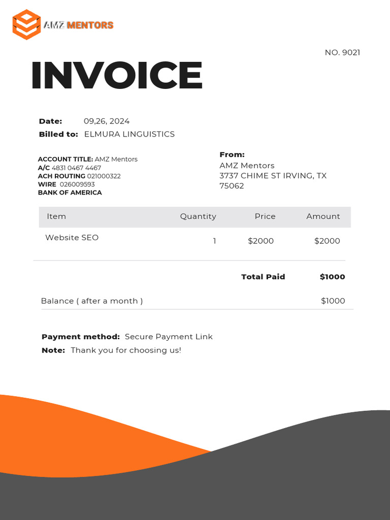Invoice For SEO Service | PDF