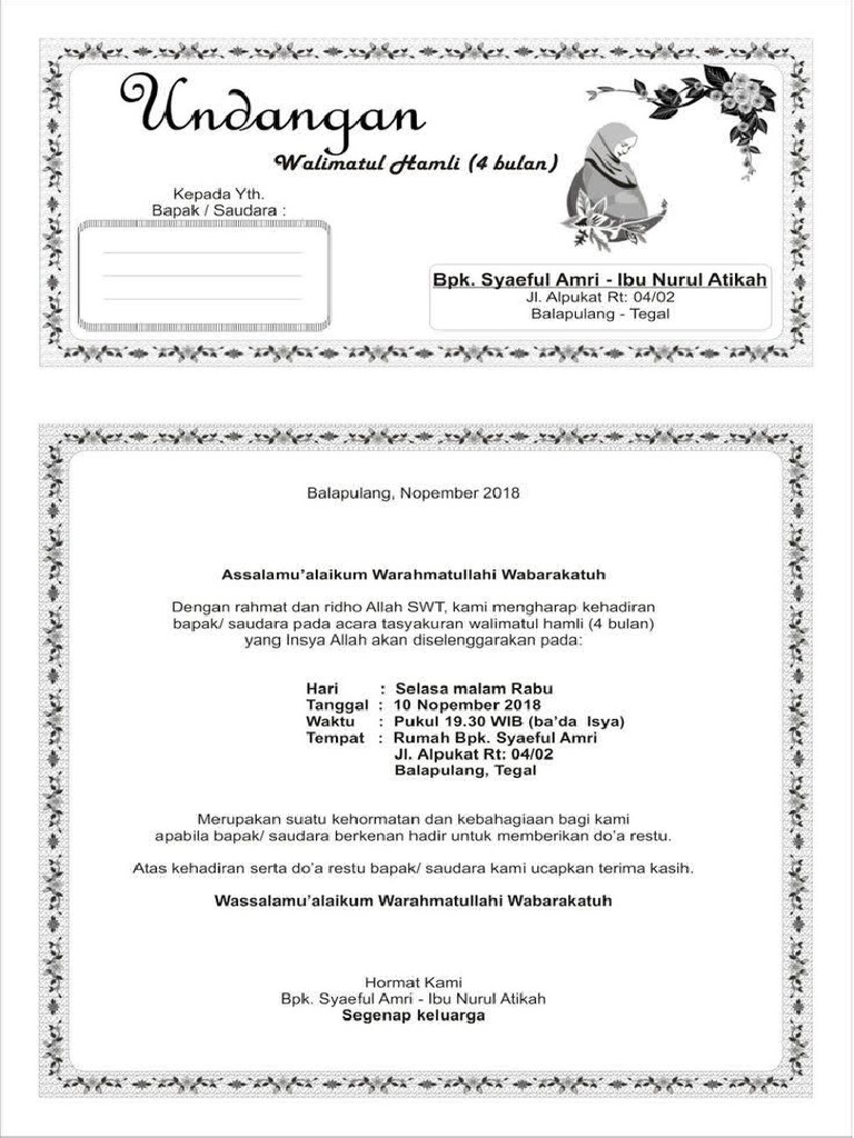 Undangan 7 Bulanan | PDF