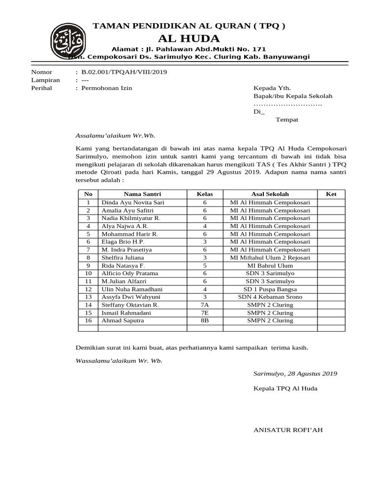 SURAT IZIN TPQ | PDF