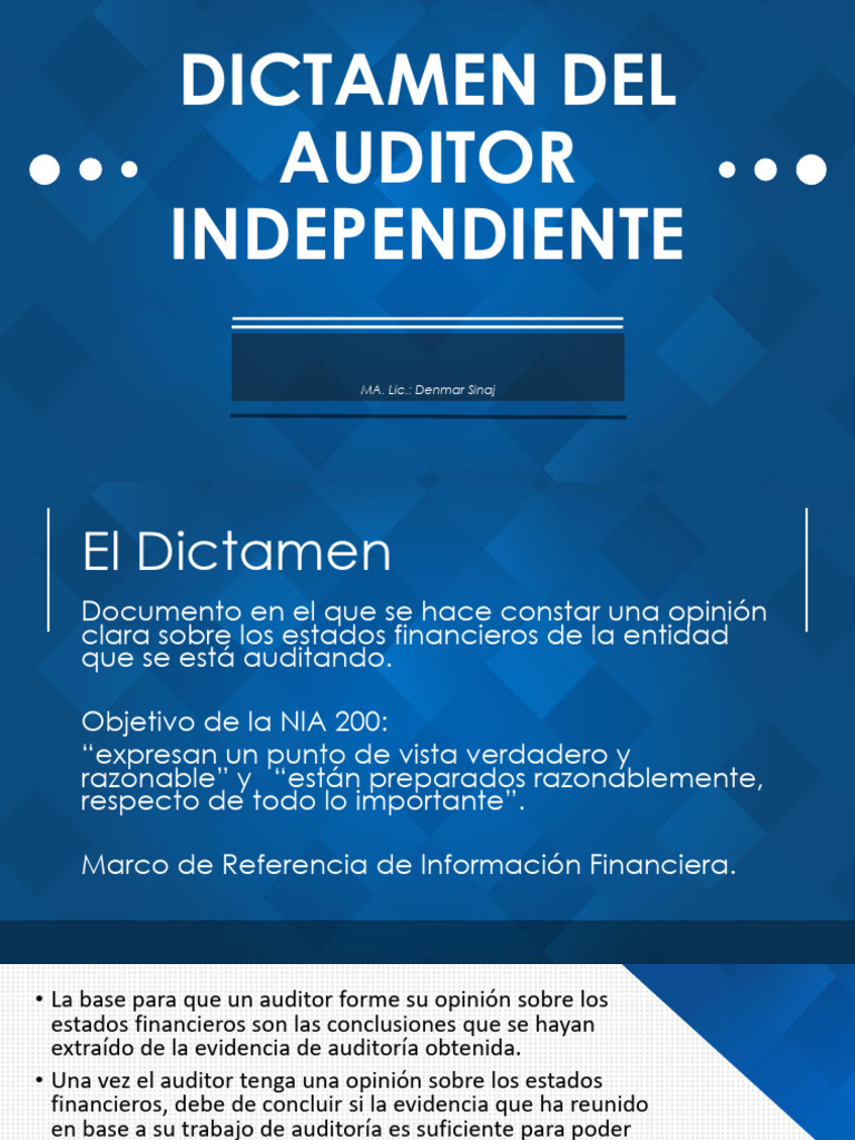 Dictamen Del Auditor Independiente | PDF | Finanzas y dinero