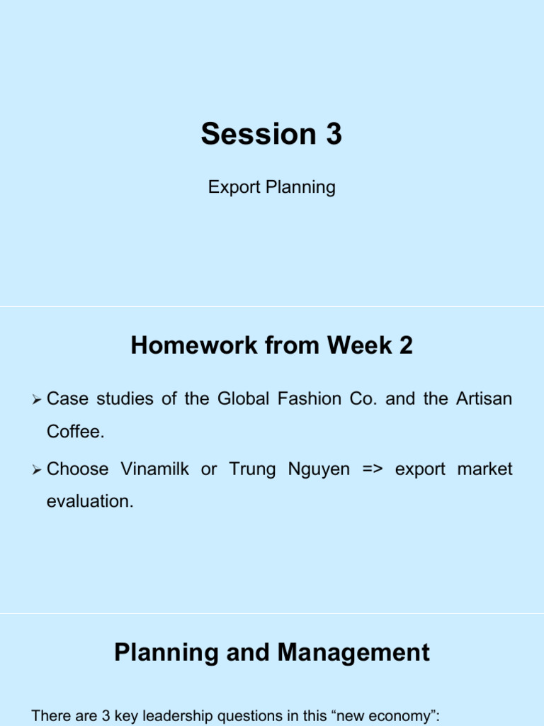 Session 3 - Export Planning | PDF