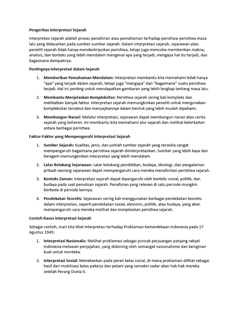 Pengertian Interpretasi Sejarah Dan Historiografi | PDF