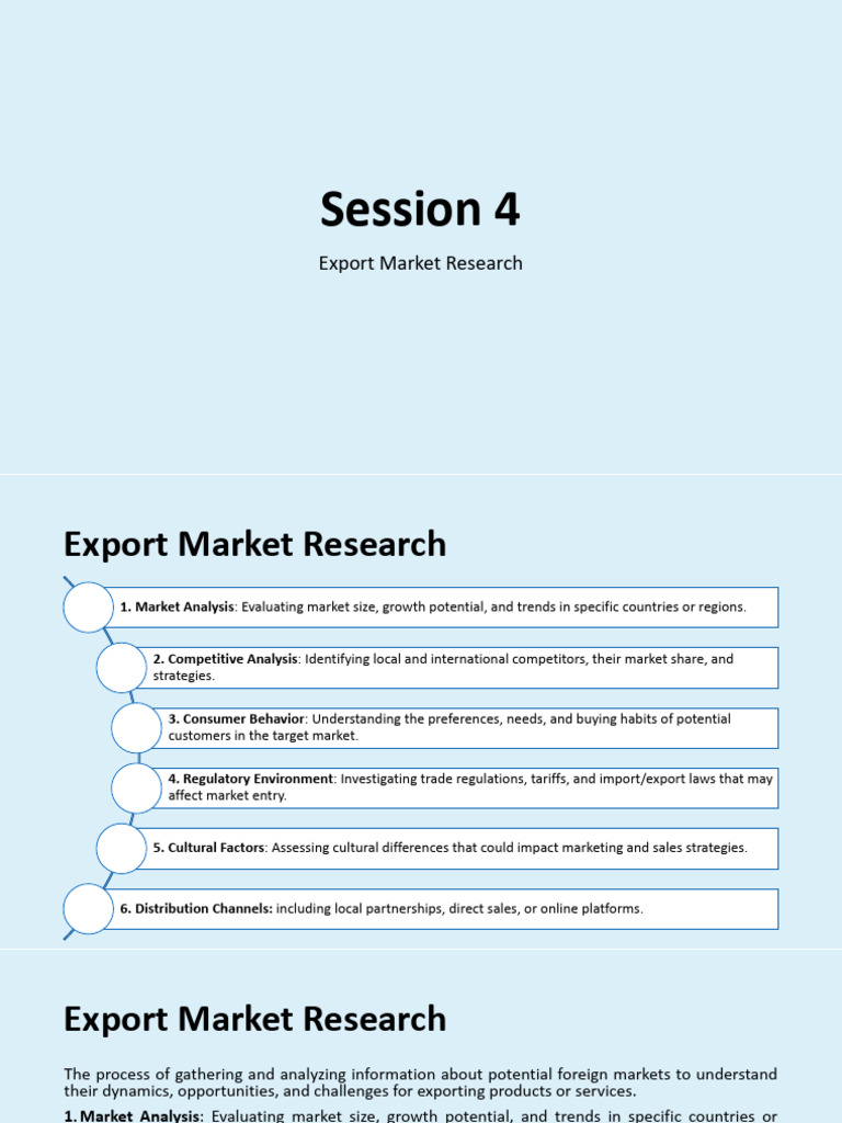 Session 4 - Export Market Research | PDF