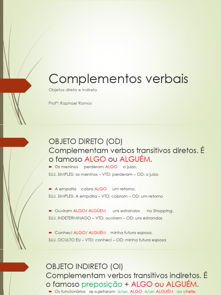 Complementos Verbais e Predicativos | PDF