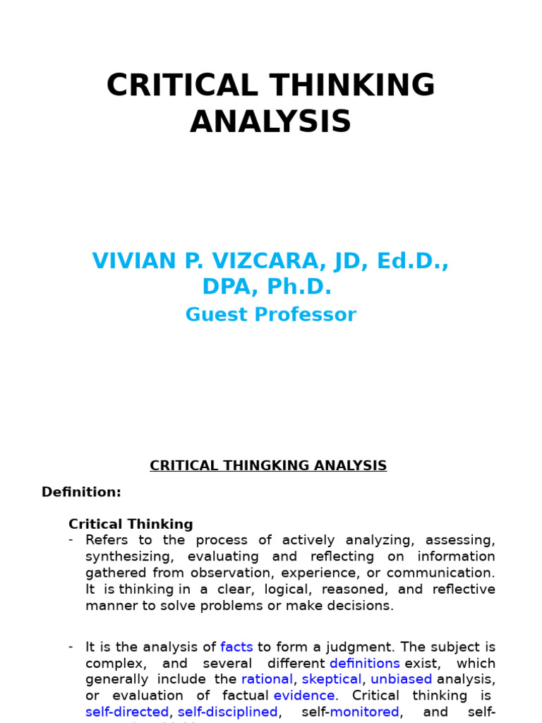 Critical Thinking Analysis | PDF