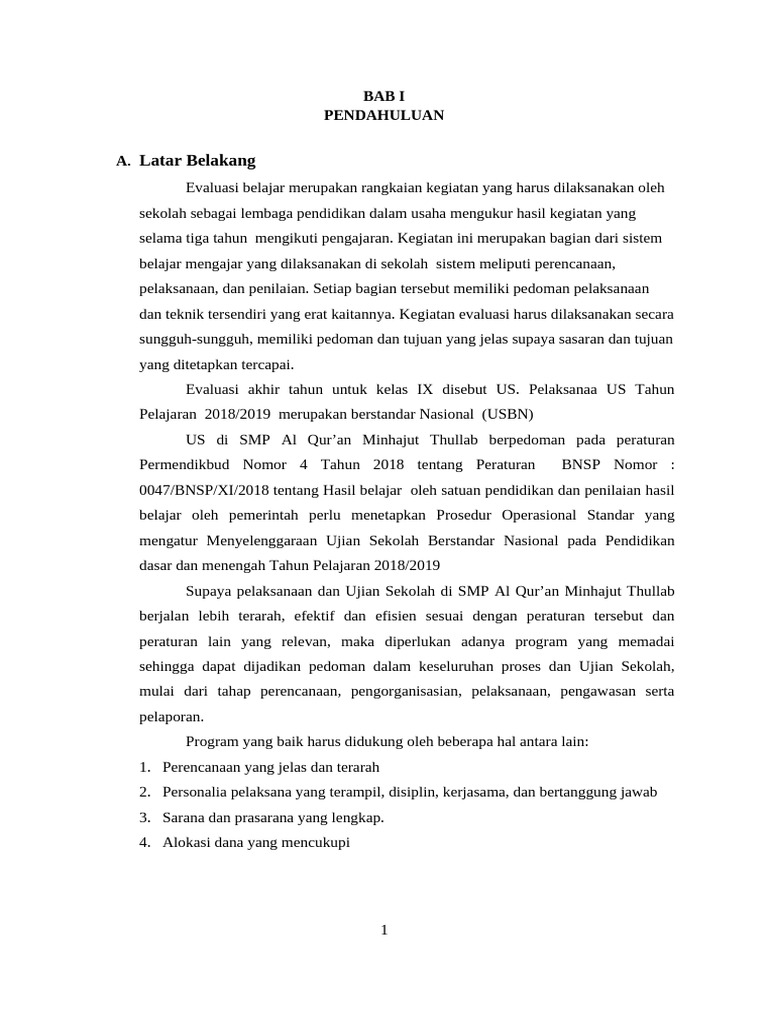 PROGRAM KERJA PER BAB | PDF