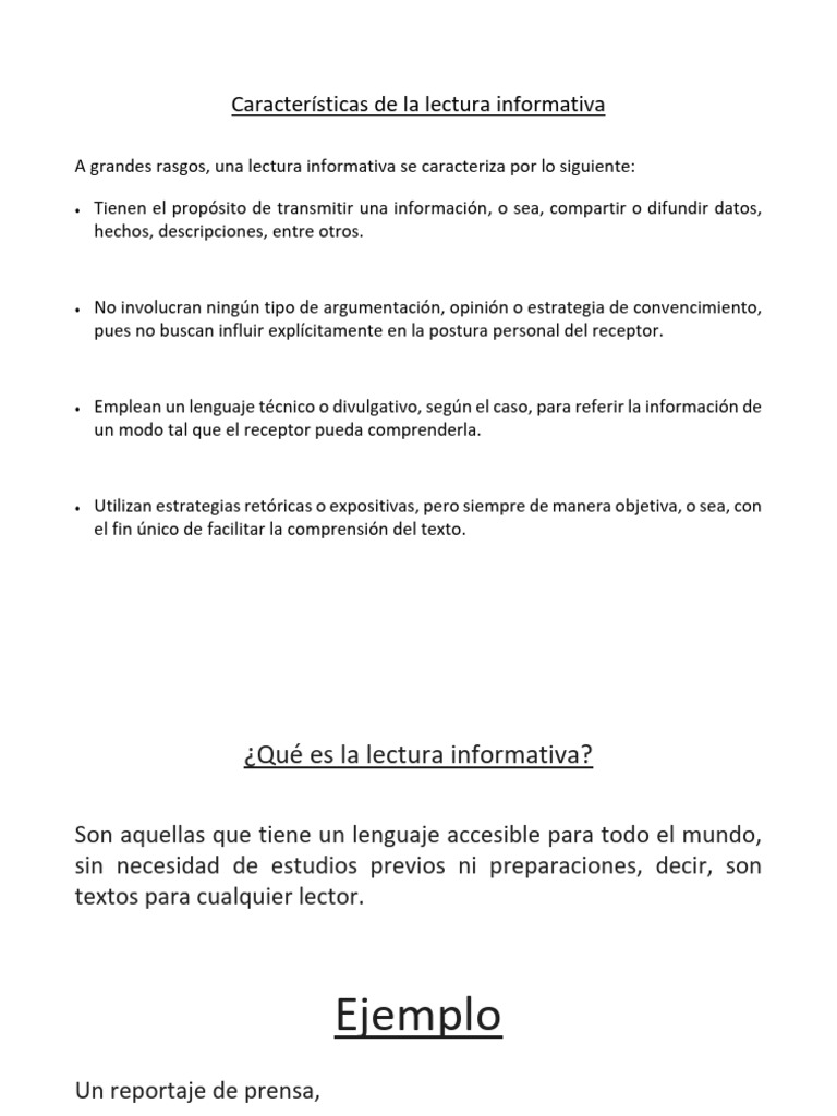 Características de la lectura informativa | PDF | Crecimiento personal ...