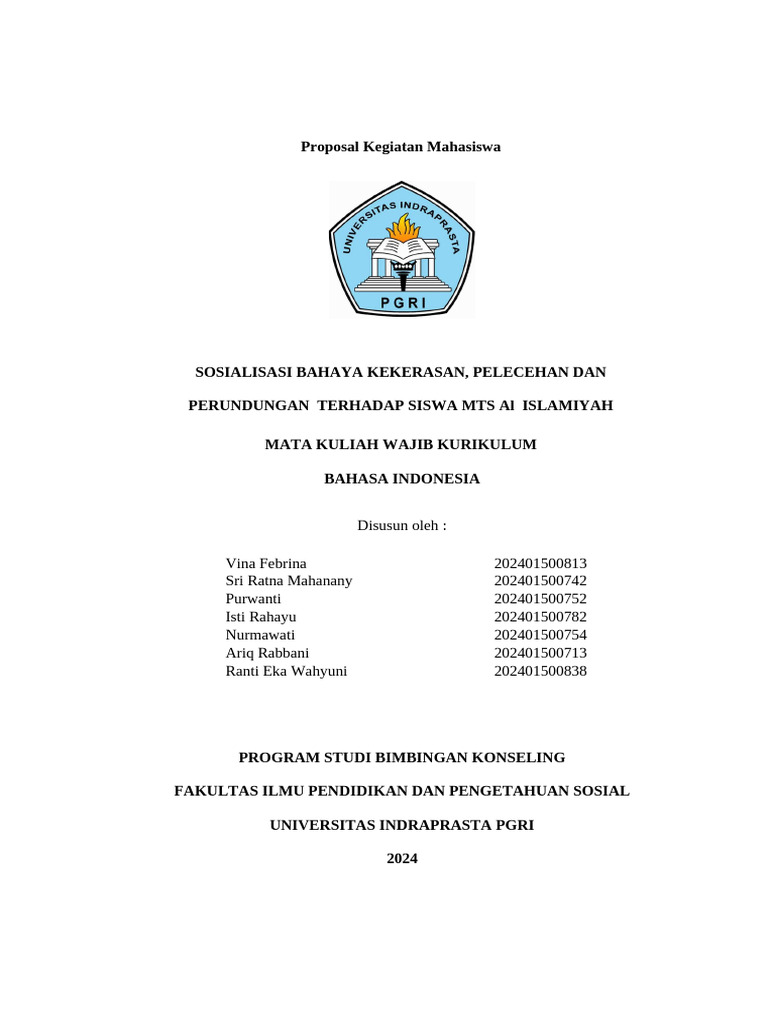 Contoh Proposal Kegiatan Sosialisasi Pencegahan Kekerasan, Pelecehan Dan Perundungan Di Sekolah ...