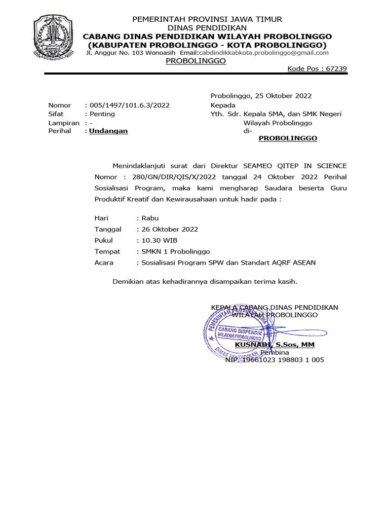 1497 - Sosialisasi Program SPW Dan Standart AQRF ASEAN | PDF