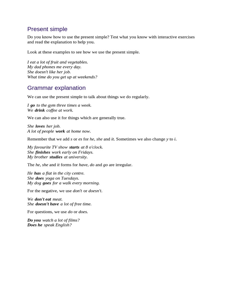 Present simple | PDF