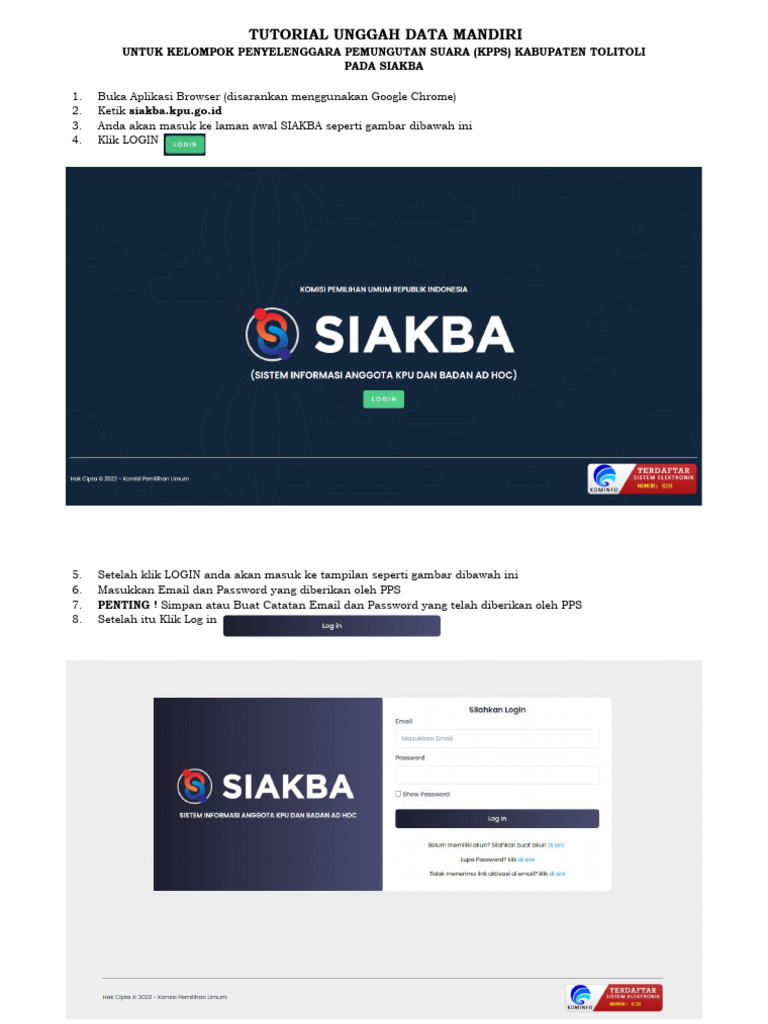 Tutorial Unggah Data Mandiri KPPS Pilkada | PDF