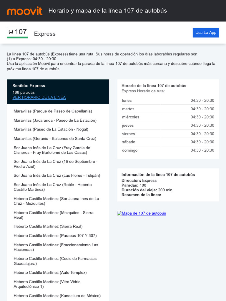 Express: Horario y Mapa de La Línea 107 de Autobús | PDF