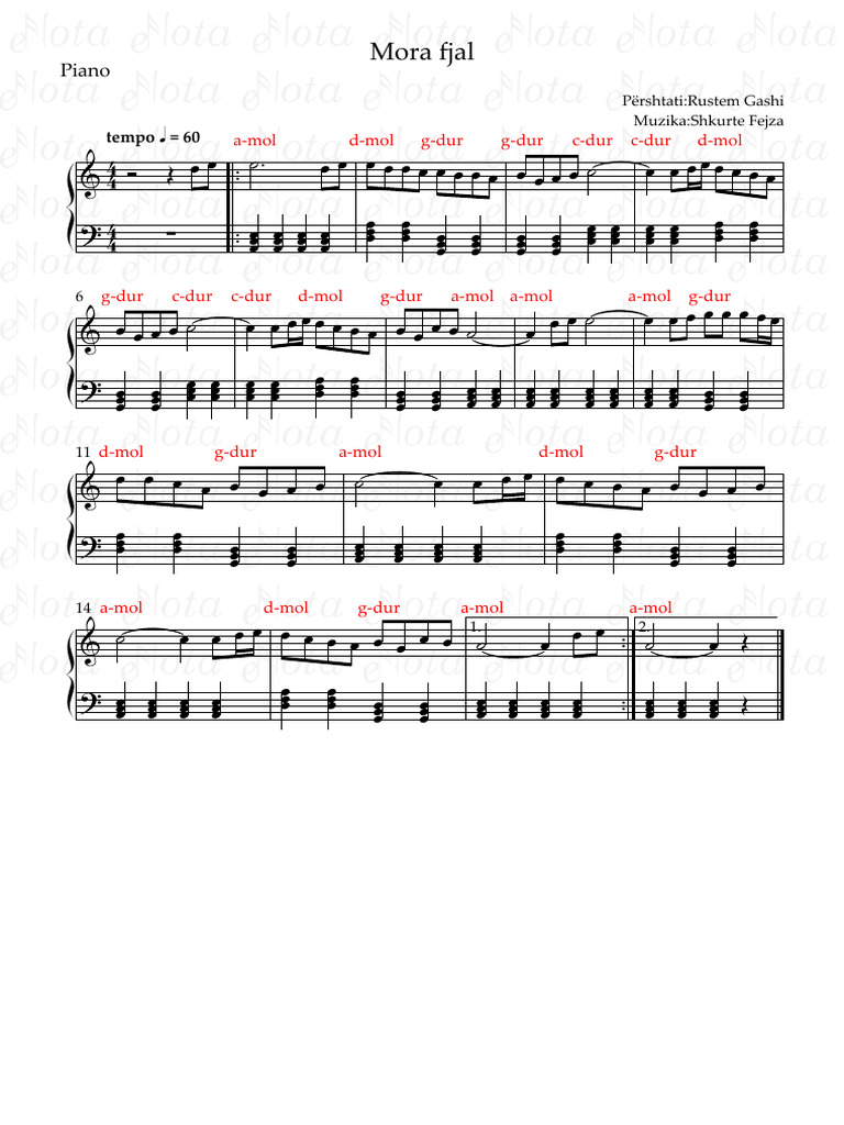 Mora Fjalë - Piano | PDF