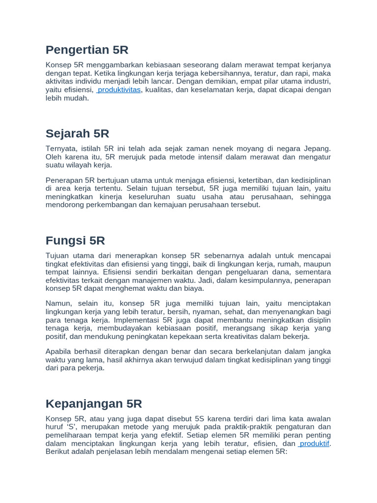 Pengertian 5R: Produktivitas | PDF