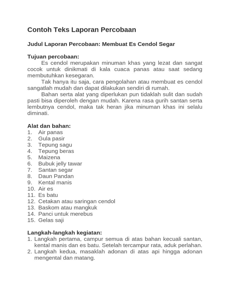 Contoh Teks Laporan Percobaan 3 | PDF