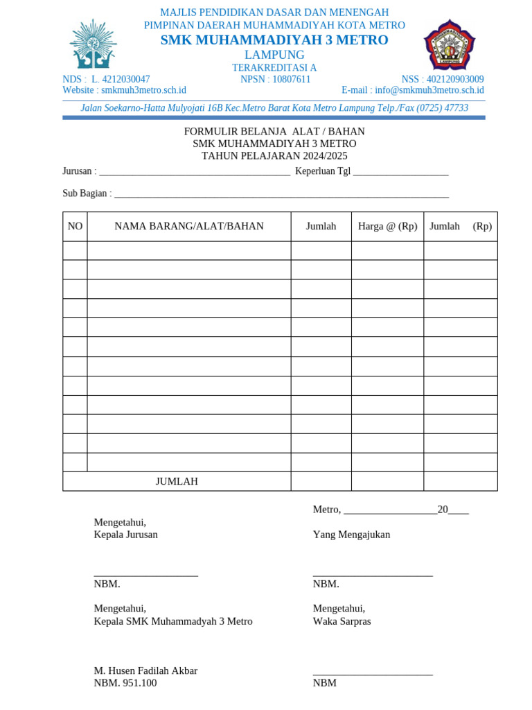 Form Pengajuan Alat | PDF