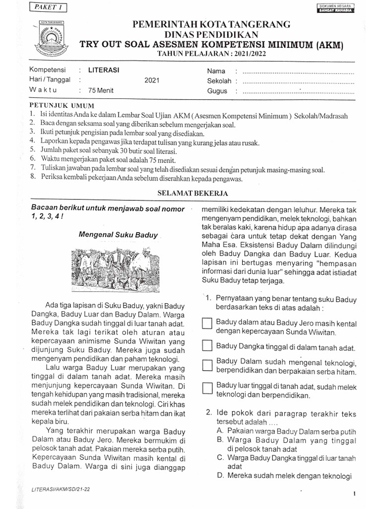 LITERASI PAKET 1 Kotang | PDF