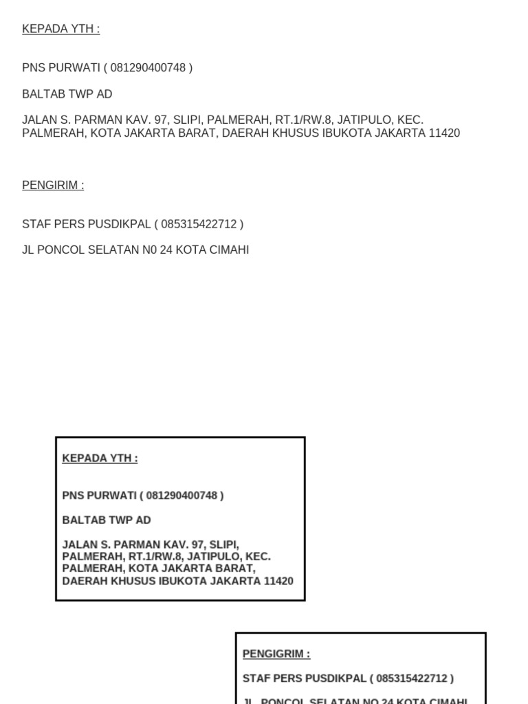 Alamat TWP Jakarta | PDF