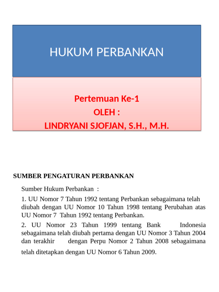 Hukum Perbankan-Pertemuan1 | PDF
