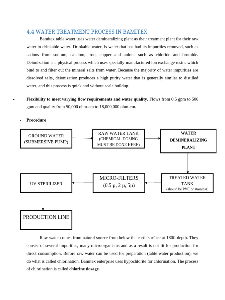 WATER TREATMENT Process in Bamitex | PDF