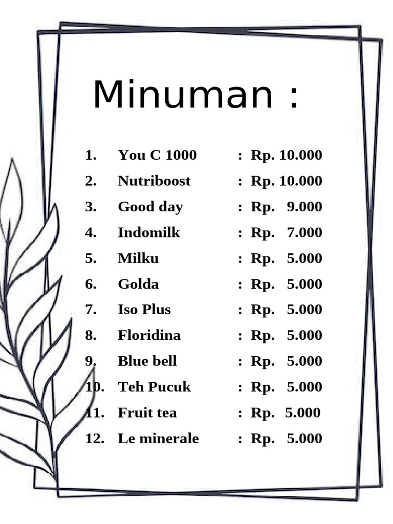 Daftar Harga Minuman | PDF