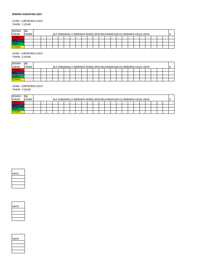 Borang Sukantara 2023 Sesi Petang | PDF