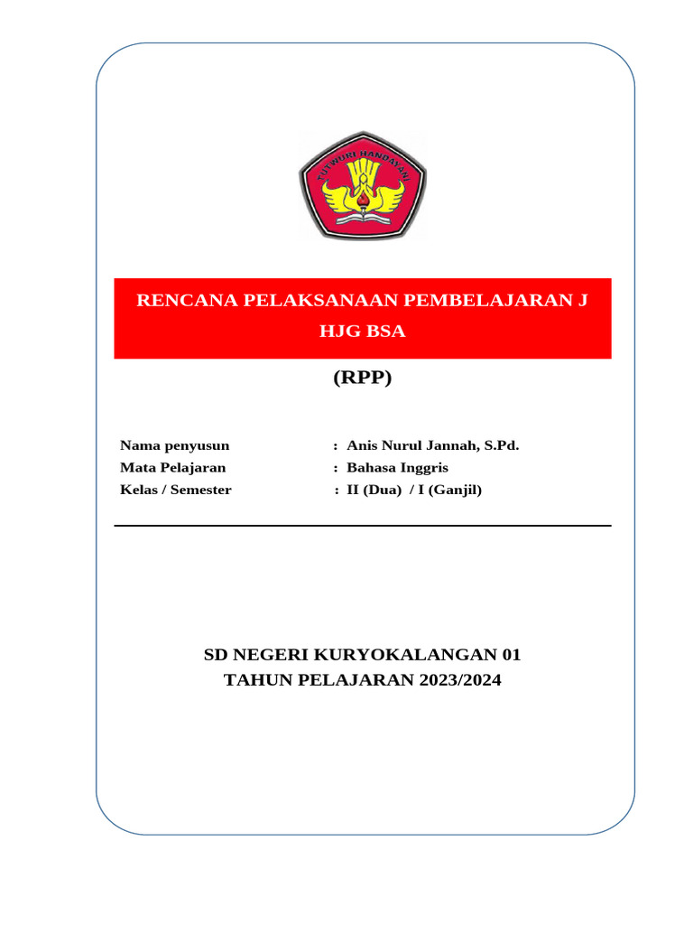 Cover RPP Inggris 5 6 | PDF