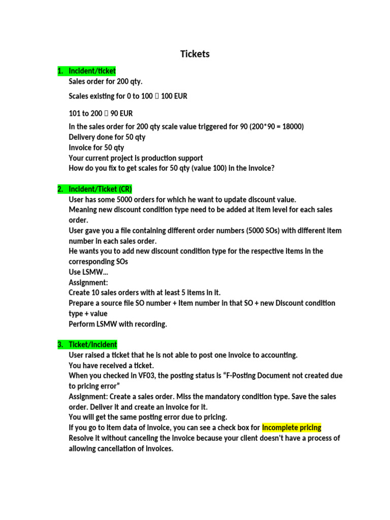 Tickets CRs and Enhancements | PDF