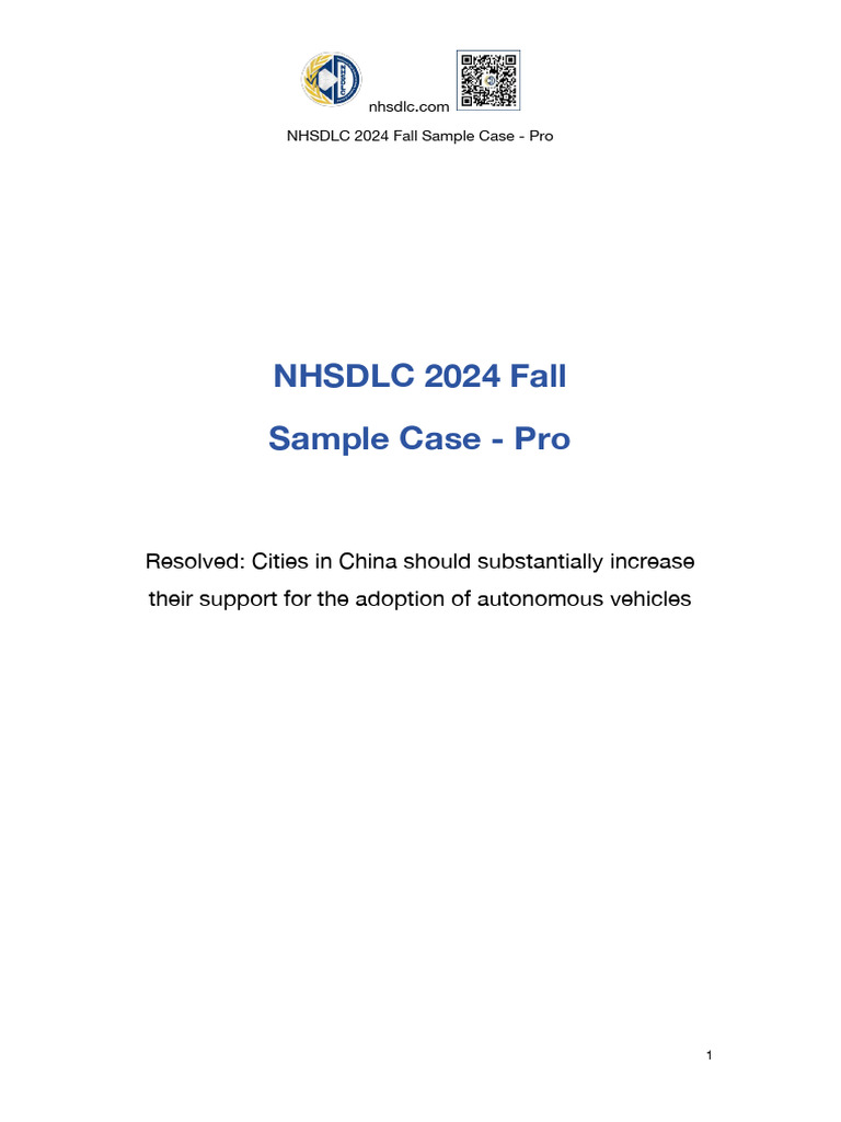 NHSDLC 2024 Fall Sample Case-Pro | PDF