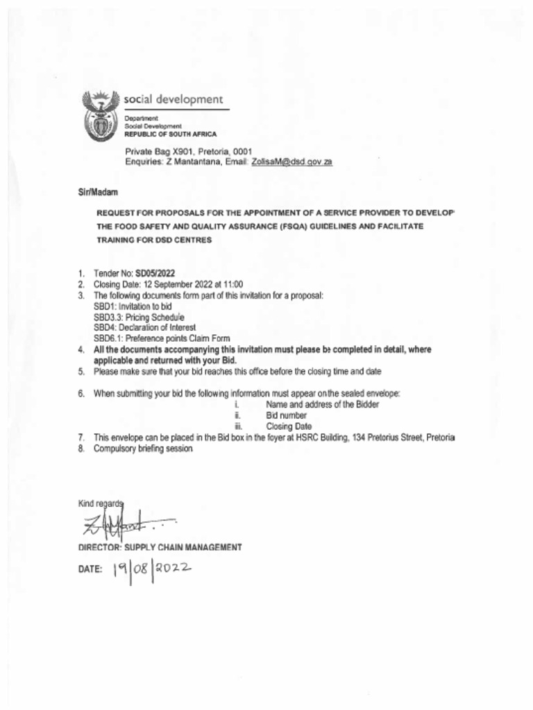 Bid Document SD05 of 2022 | PDF