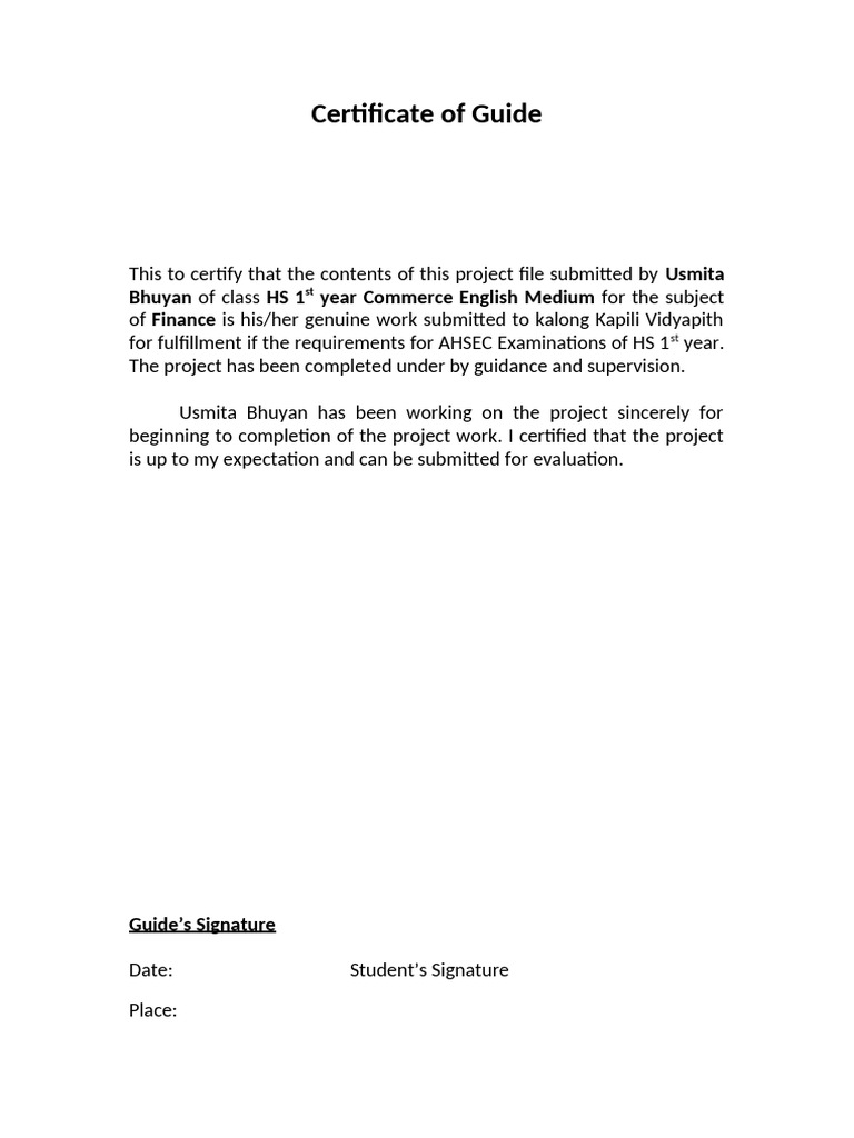 Certificate of Guide | PDF