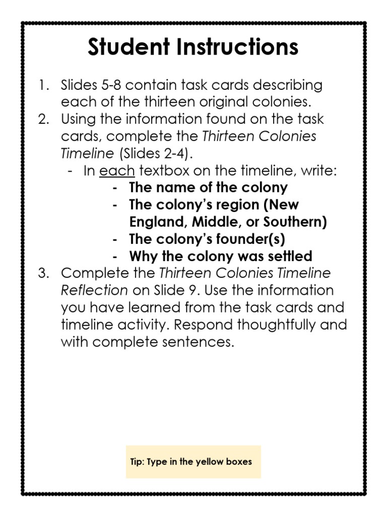 Thirteen Colonies Timeline Activity | PDF | Travel