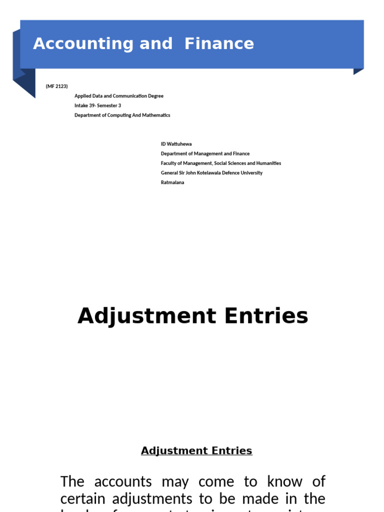 Adjustment Entries | PDF