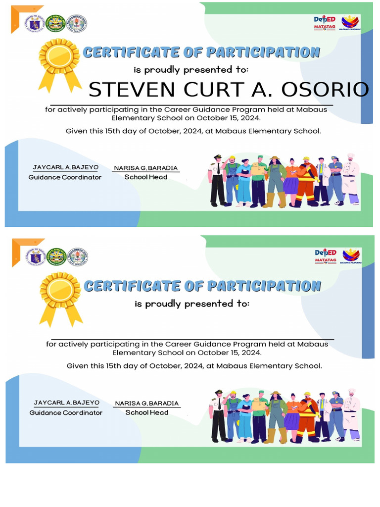 Cert of Participation Career Guidance | PDF